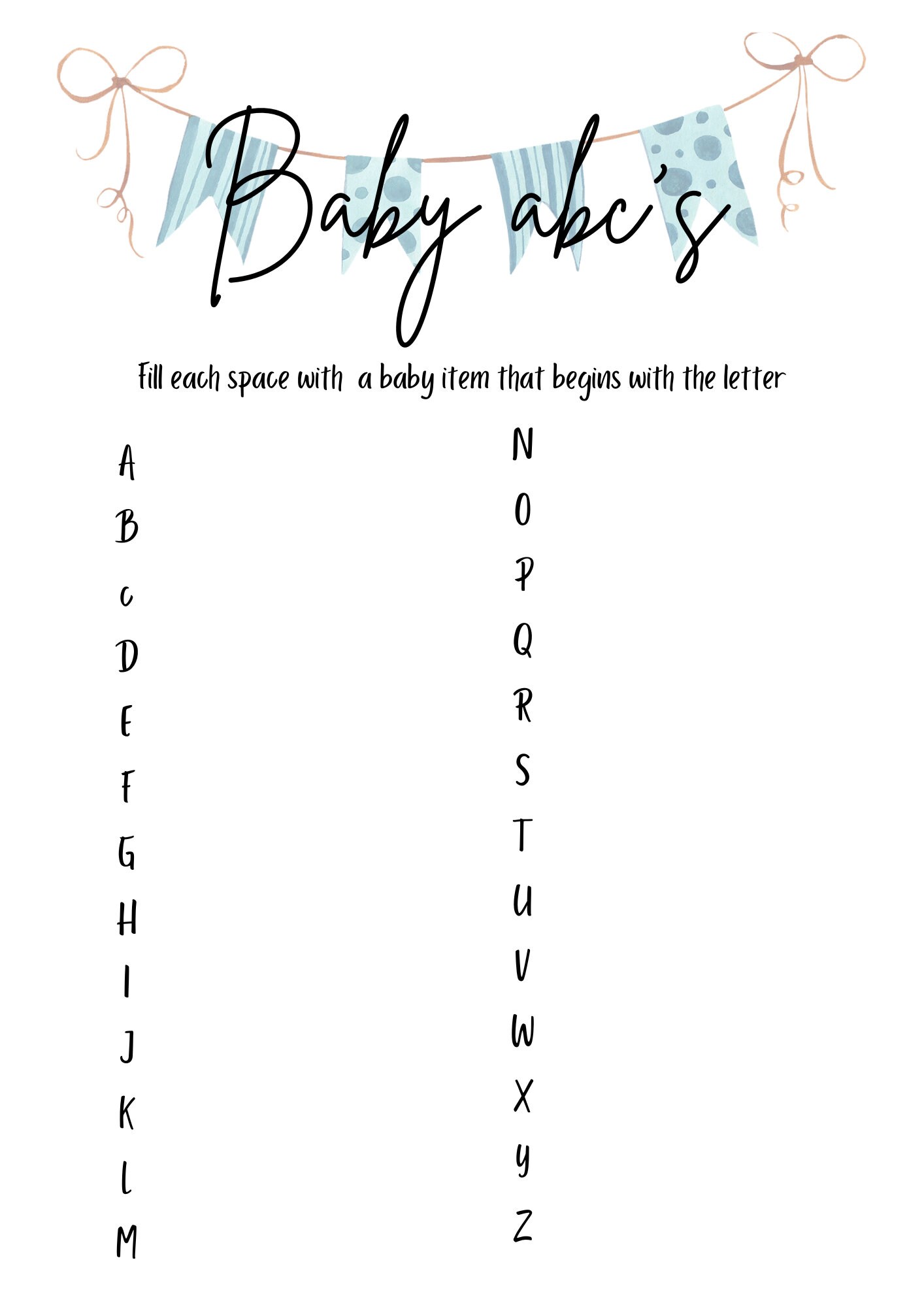 Printable Baby Shower Games - Bunting - Etsy