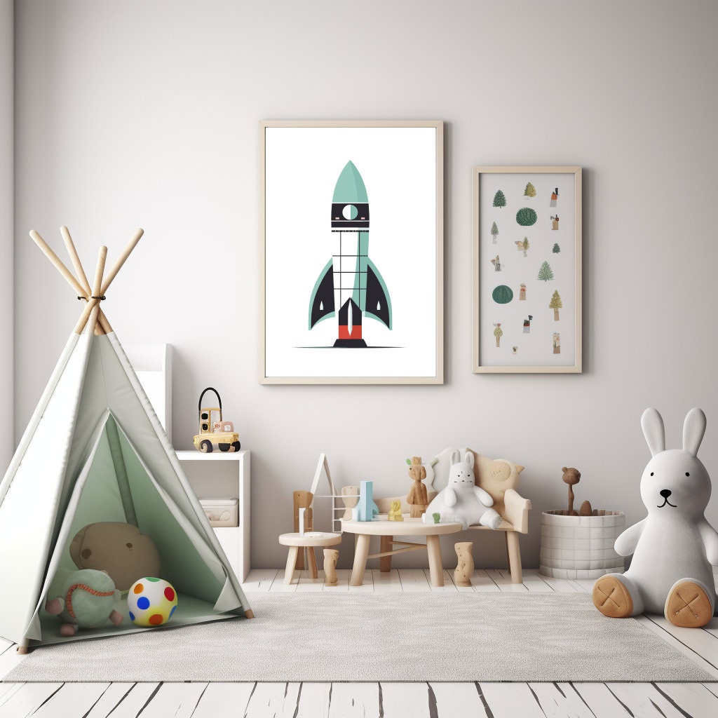 Retro Rocket Ship Poster Digital Download - Etsy
