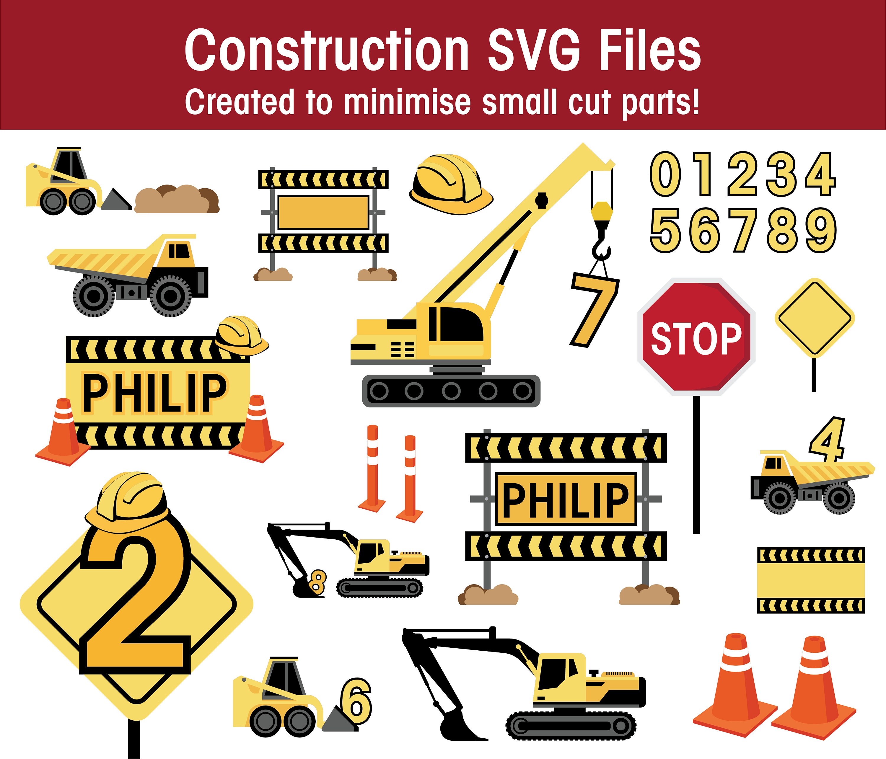 Construction Truck Crane Cake Topper SVG Cricut Files - Etsy