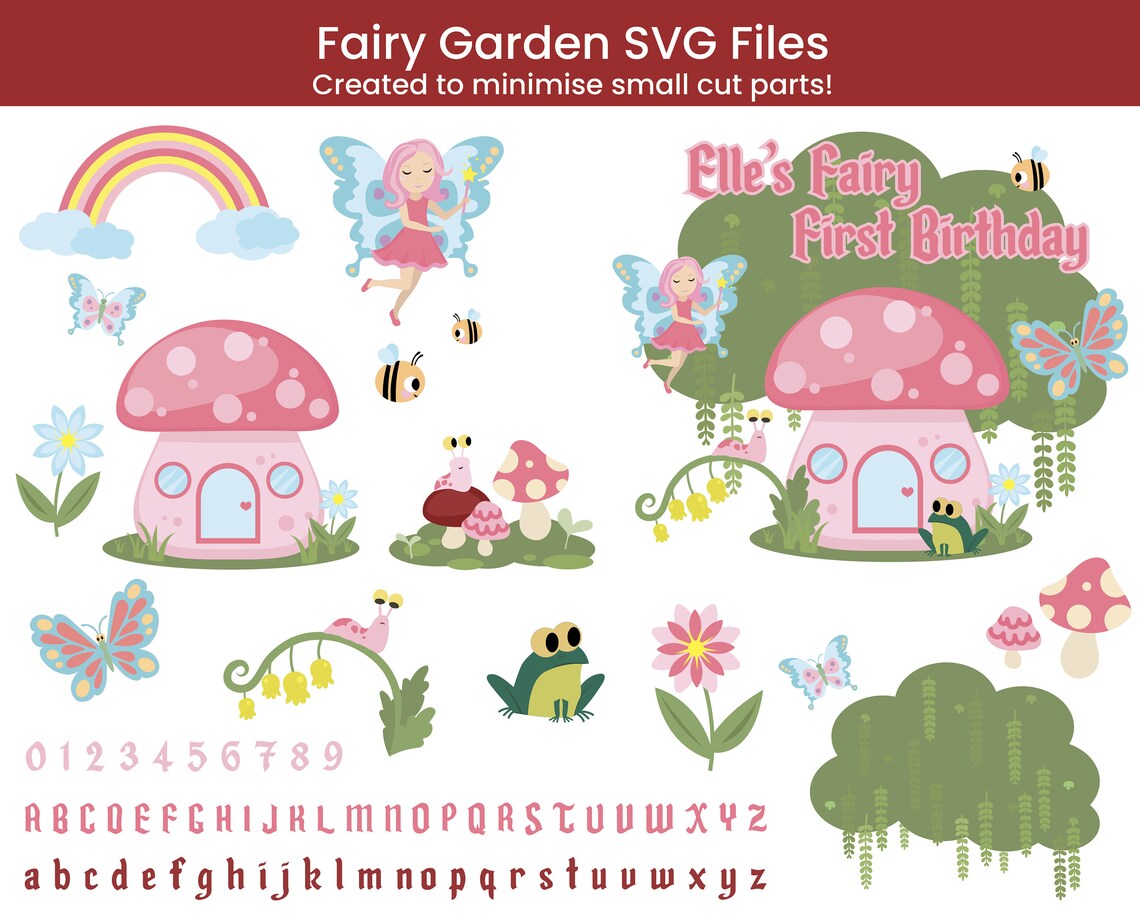 Fairy Garden Theme Cake Topper SVG Cricut Files - Etsy