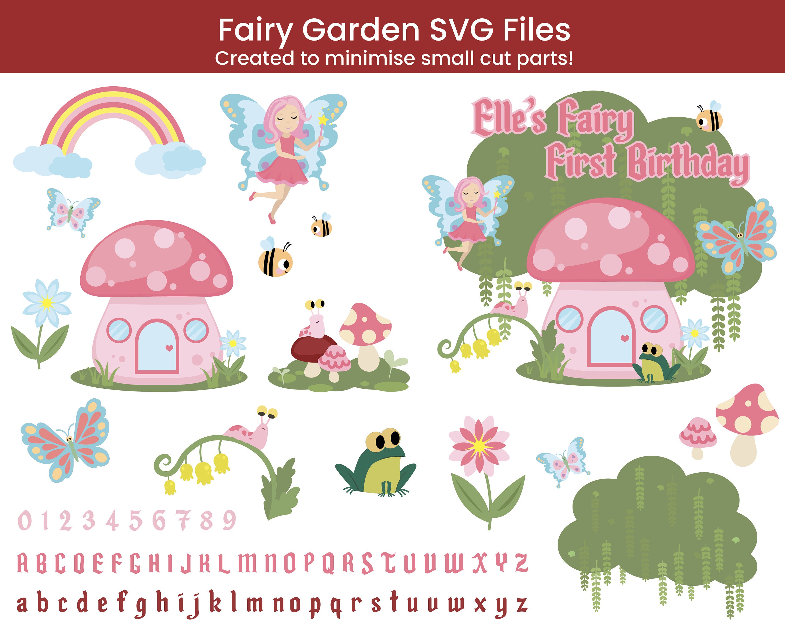 Fairy Garden Theme Cake Topper SVG Cricut Files - Etsy