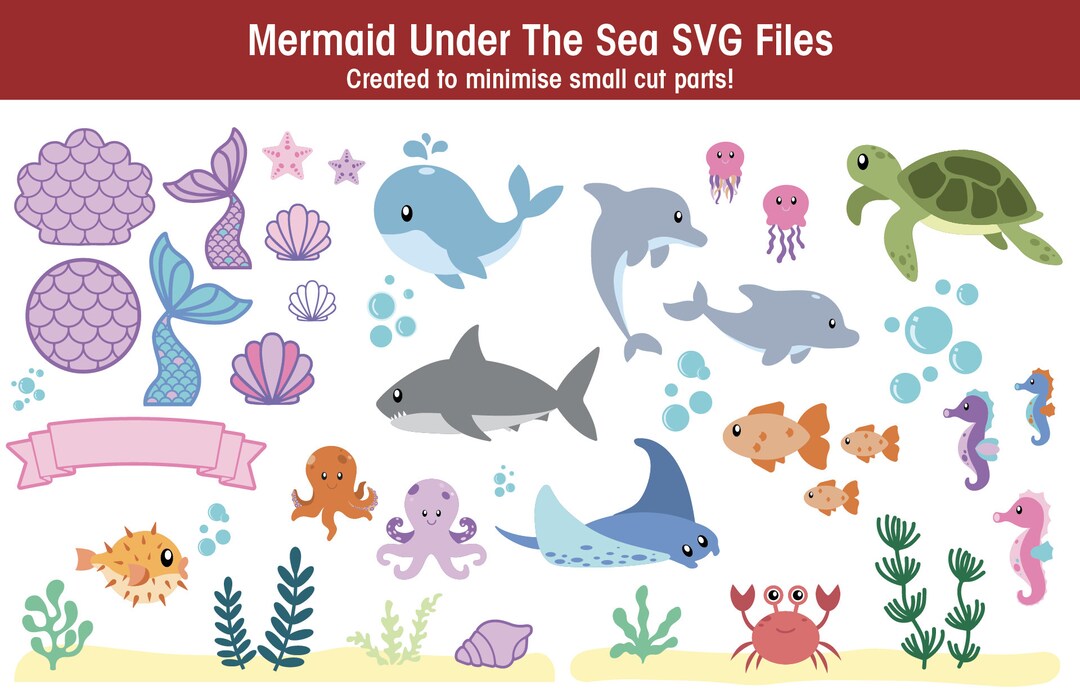 Mermaid Under the Sea Cake Topper SVG Cricut Files - Etsy Australia