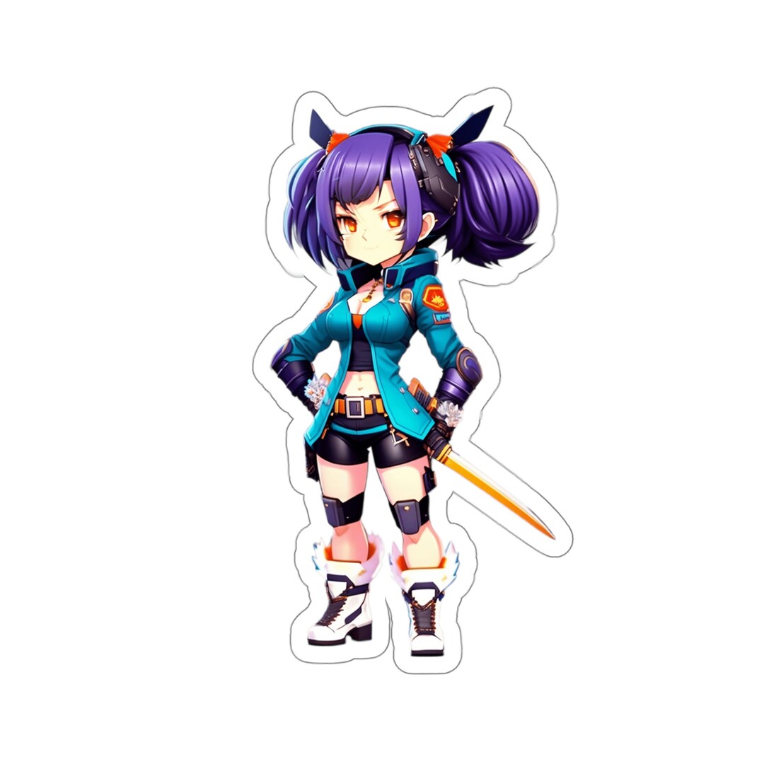 Chibi Cyberpunk Warrior Akane Kiss-cut Stickers - Etsy