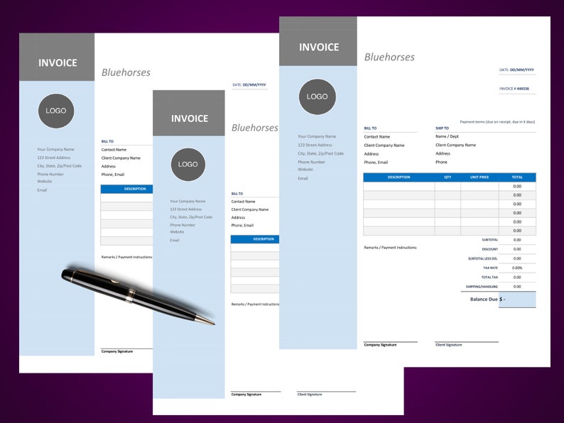 Printable Invoice Template Editable Business Invoice - Etsy