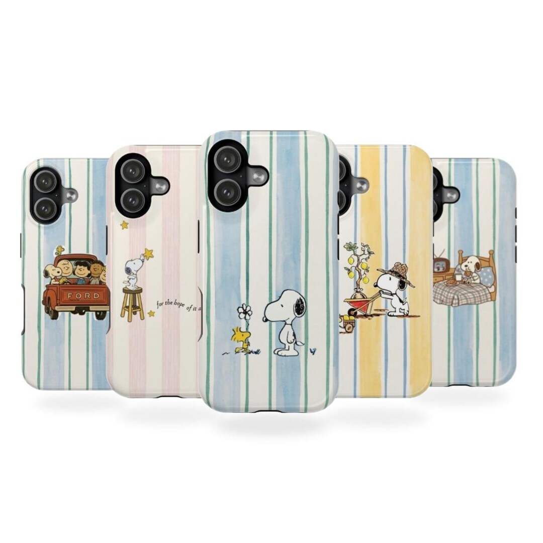 Retro Snoopy Striped Phone Case, Kawaii Snoppy Quotes Aesthetic Retro ...