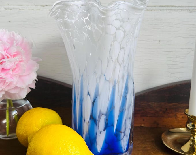 Cobalt Splatter Glass Vase - Etsy
