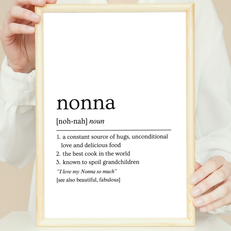 Nonna Definition Gift Printable Birthday Mothers Day Gift Italian ...