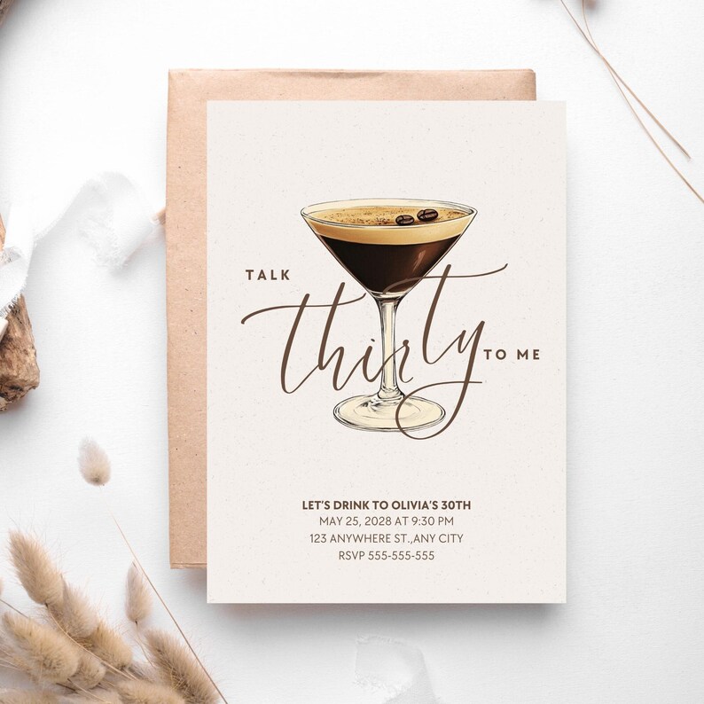 30th Birthday Espresso Martini Invitation Template, 30th Birthday ...