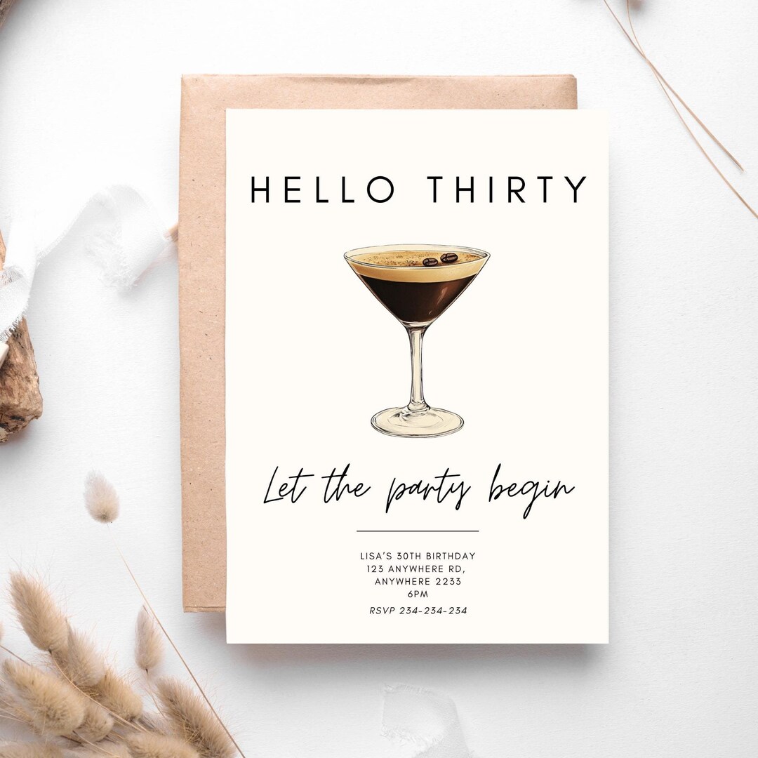 30th Birthday Espresso Martini Invitation Template (digital Download ...
