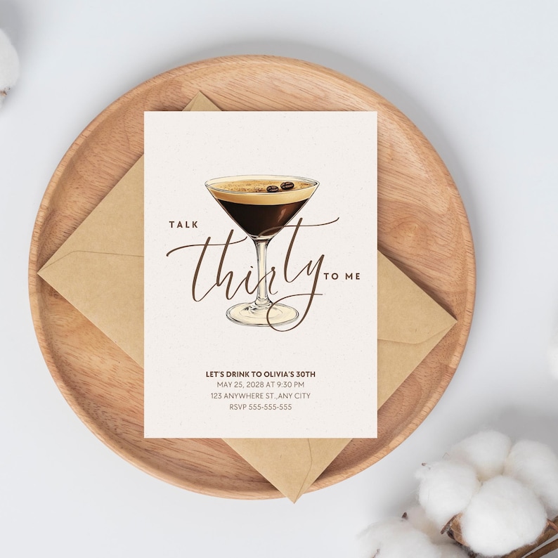 30th Birthday Espresso Martini Invitation Template (digital Download ...
