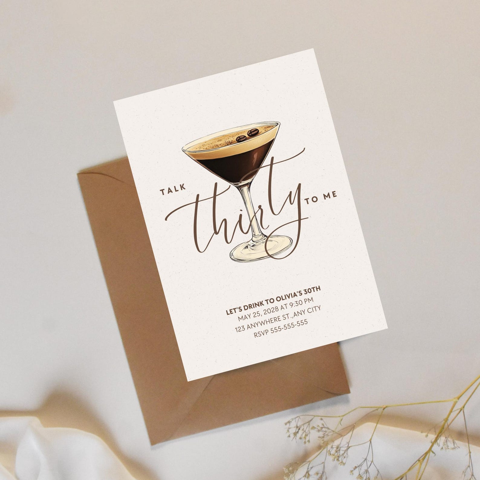 30th Birthday Espresso Martini Invitation Template (digital Download ...