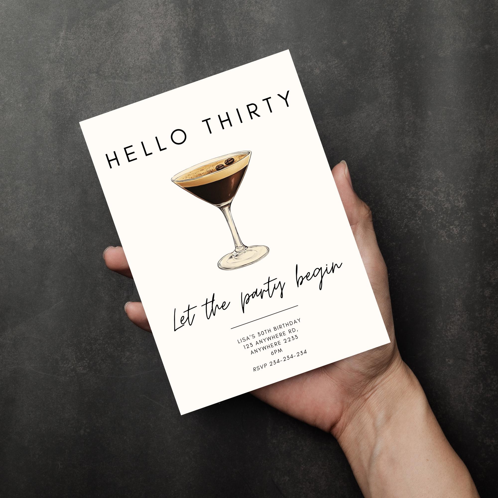 30th Birthday Espresso Martini Invitation Template, 30th Birthday ...