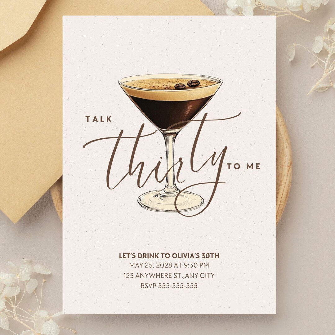 30th Birthday Espresso Martini Invitation Template, 30th Birthday ...