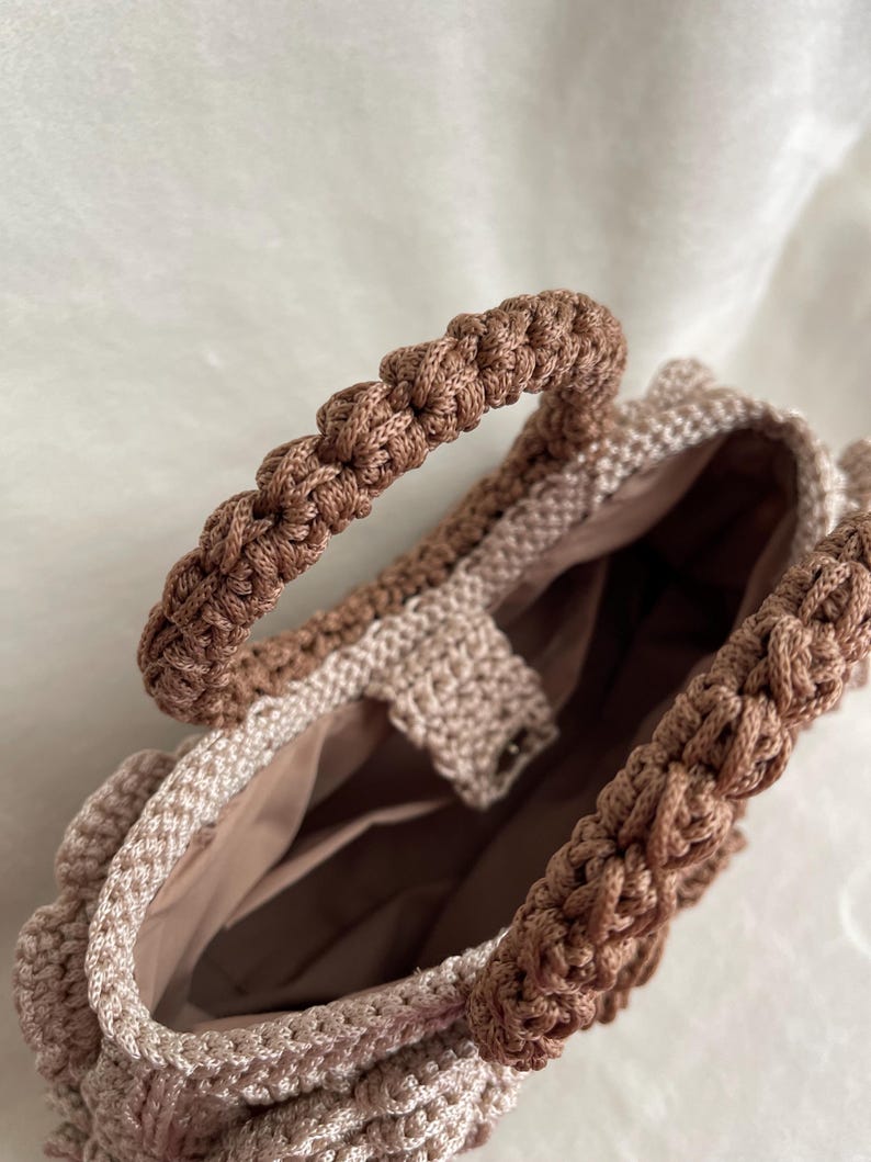 Handmade Rose Crochet Bag/brown-latte Rose Bag/women Bag/purse/luxury ...