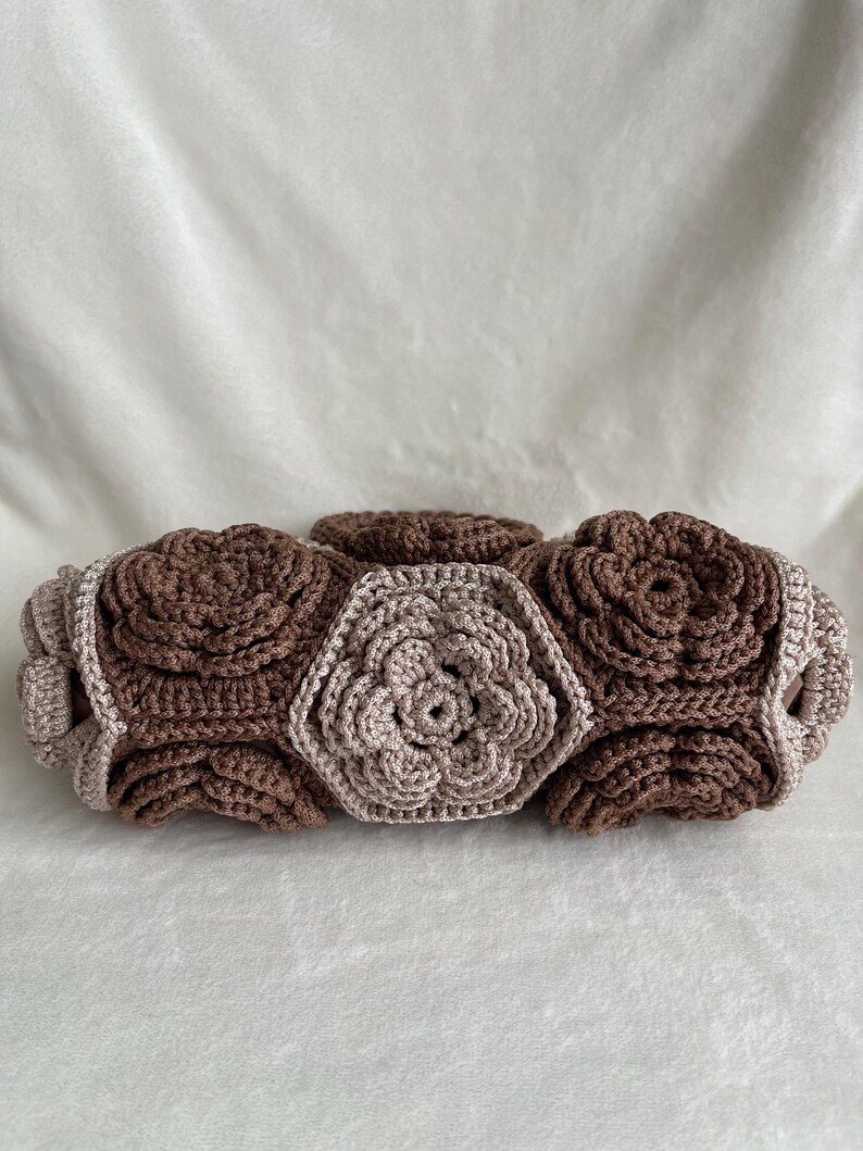 Handmade Rose Crochet Bag/brown-latte Rose Bag/women Bag/purse/luxury ...