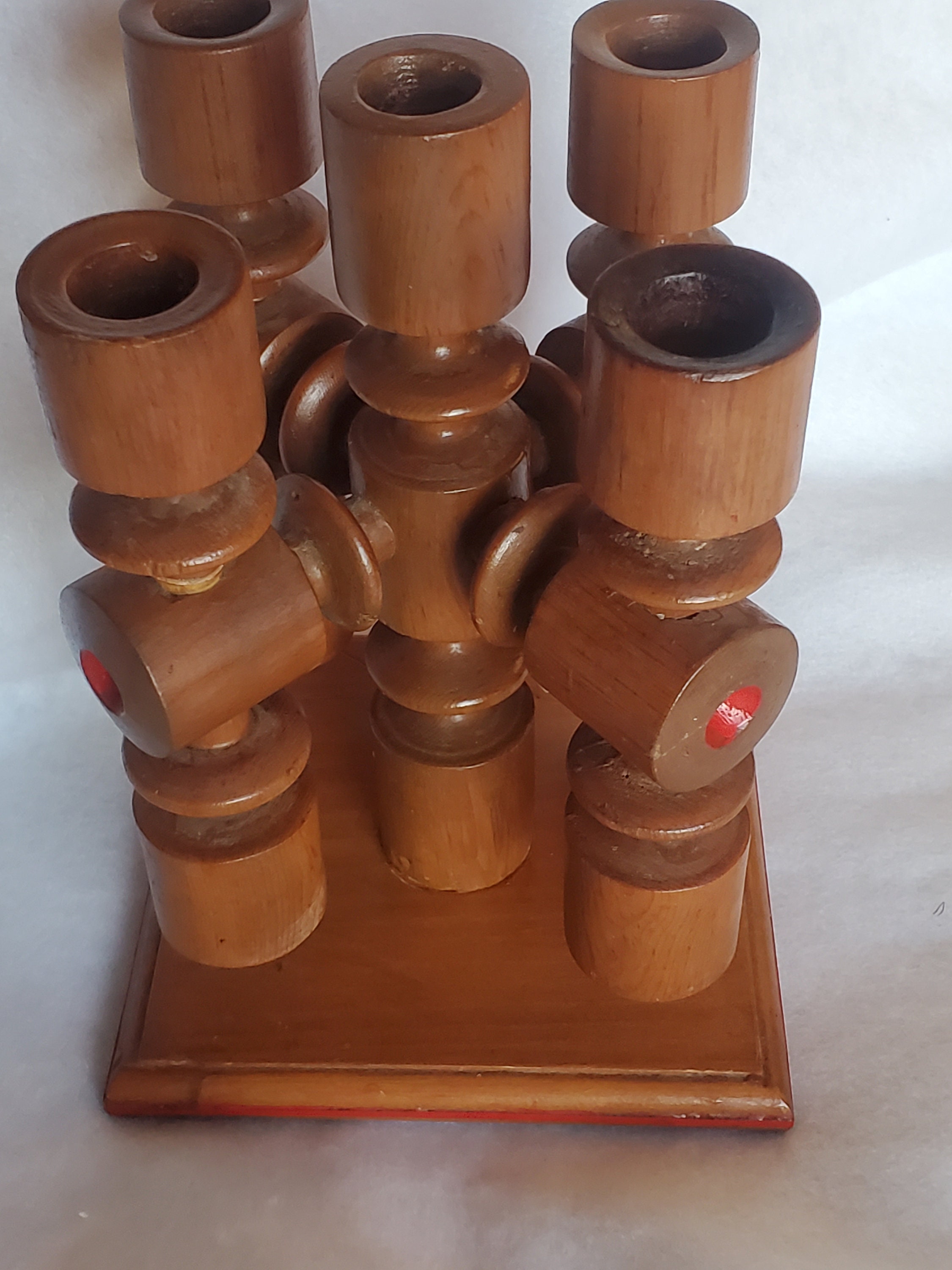 MCM Candle Holder Brutalist Wood - Etsy