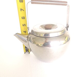 Vintage MCM Teapot Metal Wood Handle Great Vintage Condition - Etsy