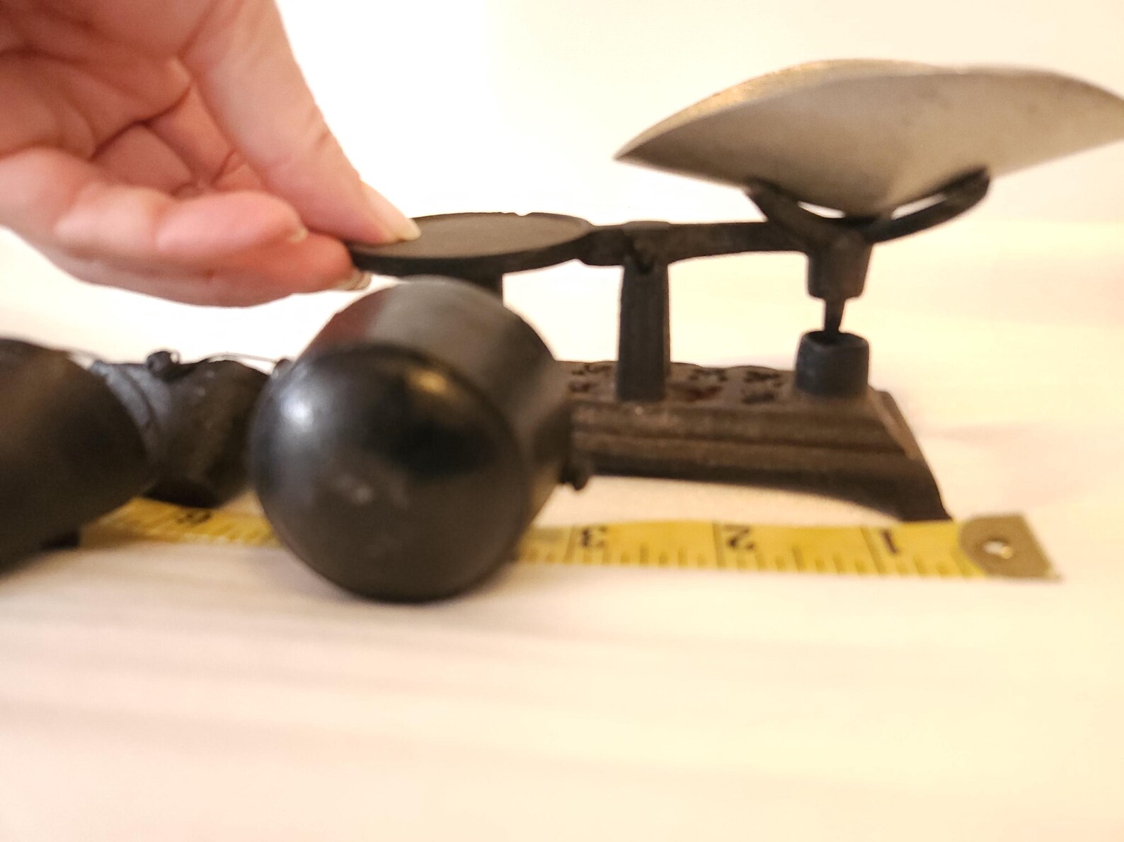 Antique Miniature Cast Iron Scale Set With Pots and Measure for Grain ...