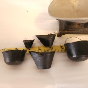 Antique Miniature Cast Iron Scale Set With Pots and Measure for Grain ...