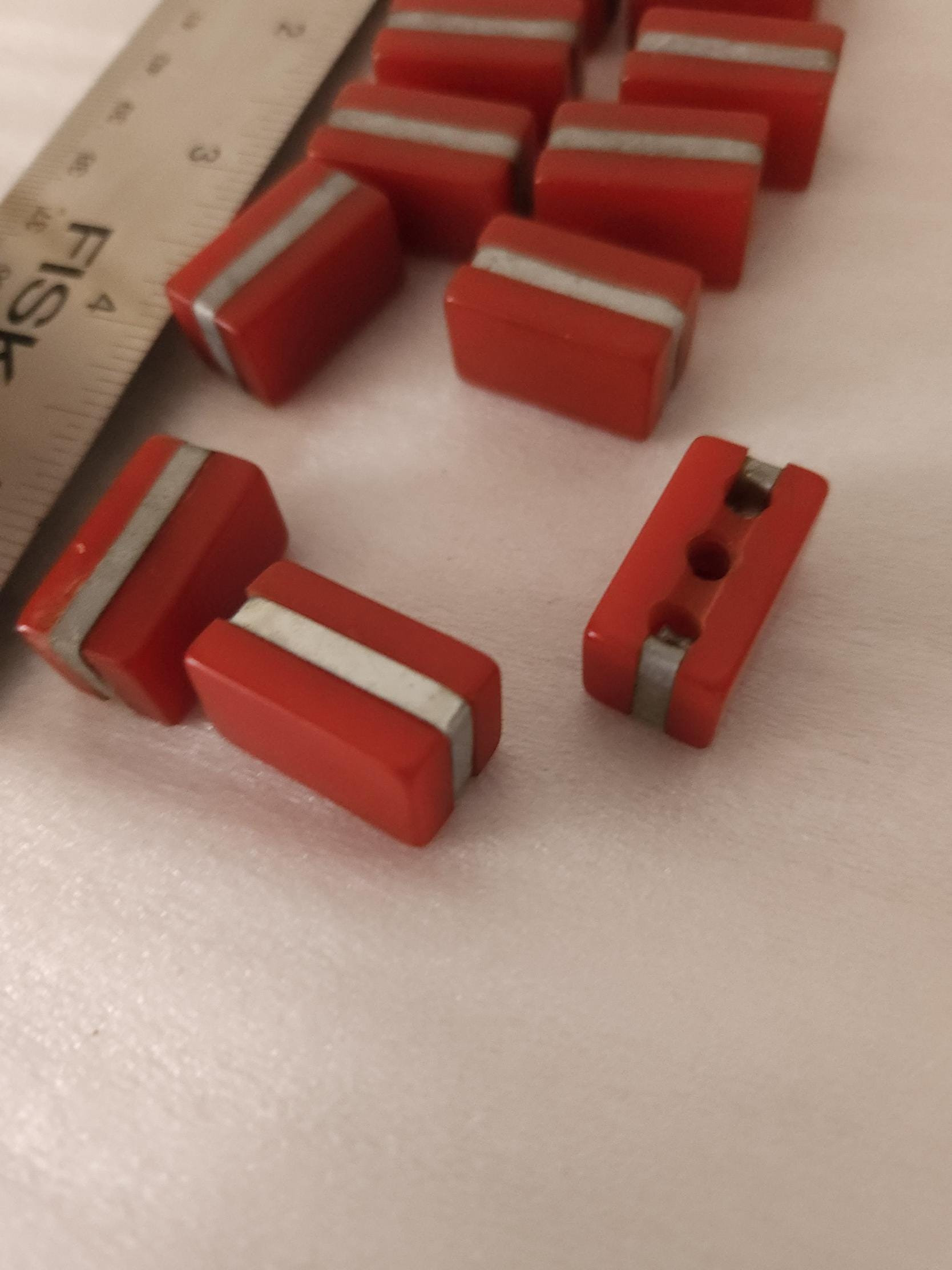 Set of 12 Bakelite Art Deco Drawer Handles Small Orange/red With Silver ...