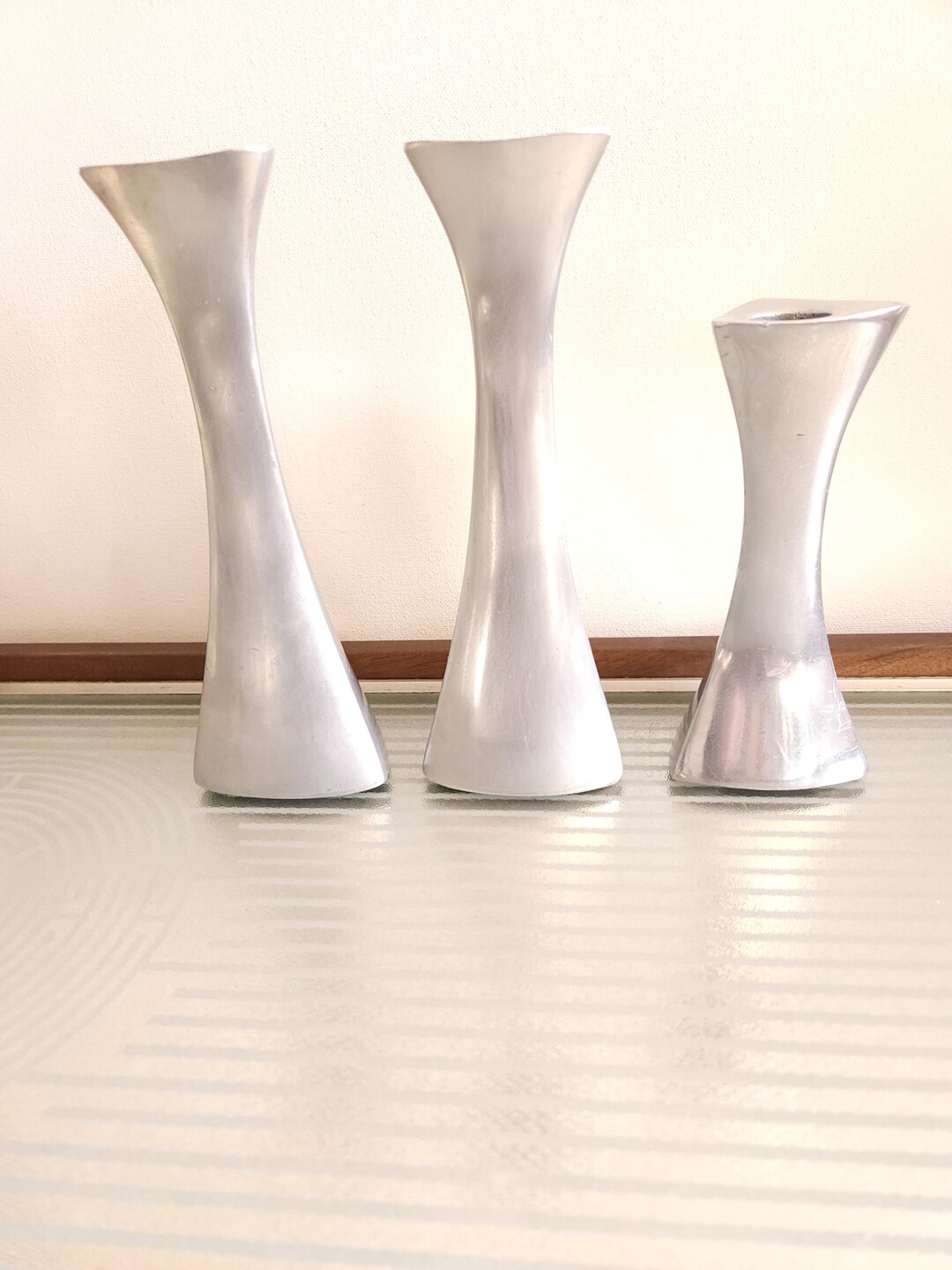 Set of 3 NAMBE 5952 and 594 1 Candlesticks in Their Proprietary Alloy ...