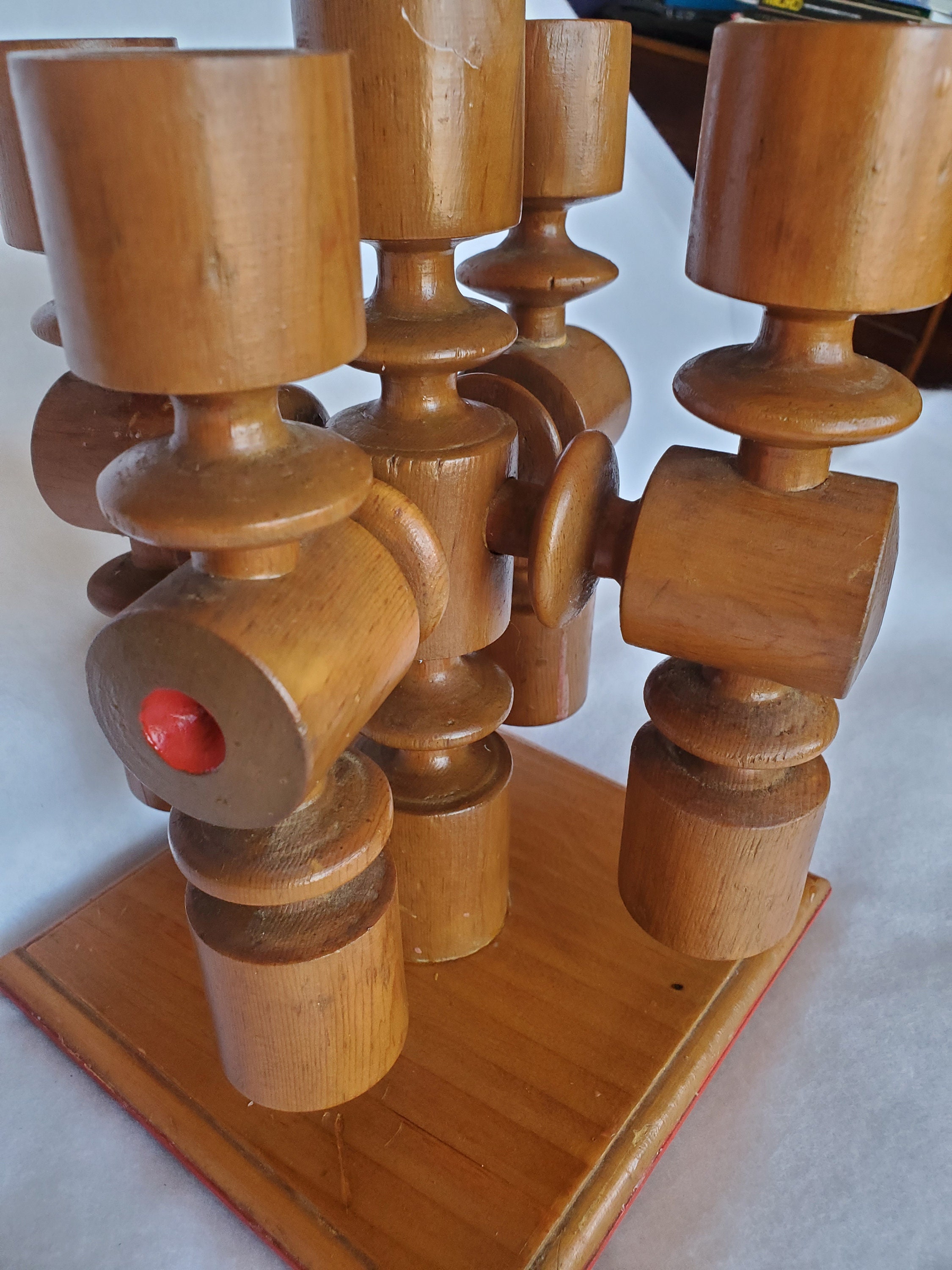 MCM Candle Holder Brutalist Wood - Etsy
