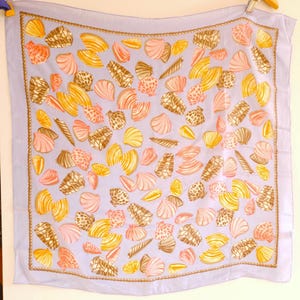MCM ECHO 70's Silk Scarf Blue and Shells Large 29" Square - Etsy