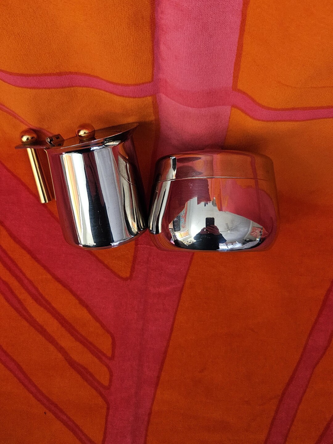 Vintage Guido Bergna Sugar and Creamer Set Chrome W 24K Gold Plate ...