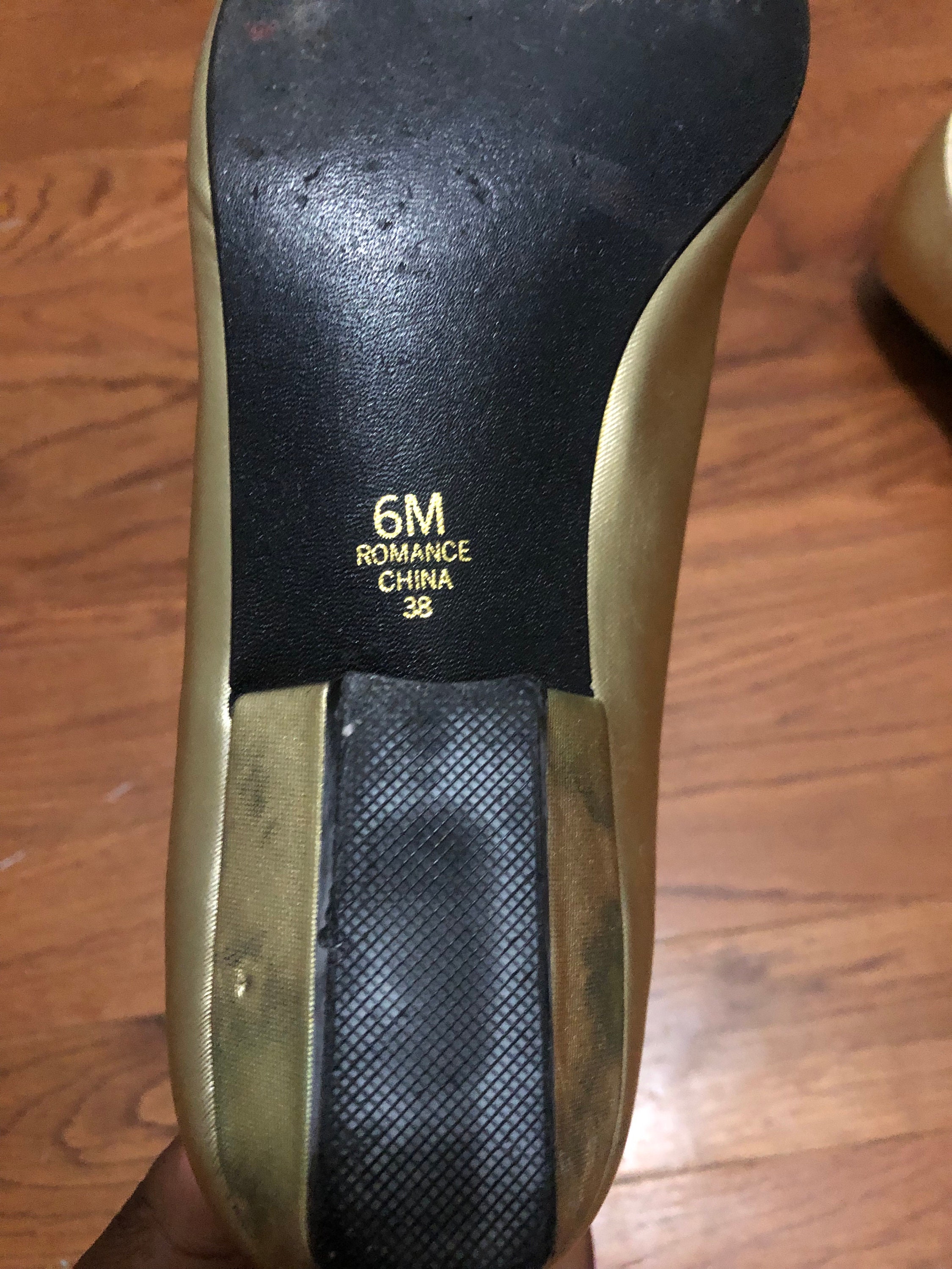 Gold Pointed Toe Flats With Mesh Cutout - Etsy