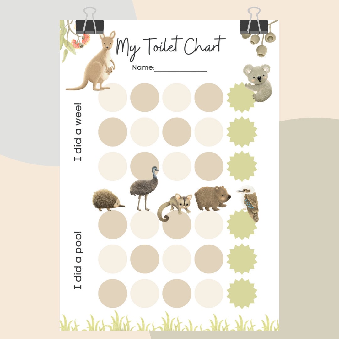 Toilet Chart Printable Aussie Animals Potty Training Chart Chore Chart ...