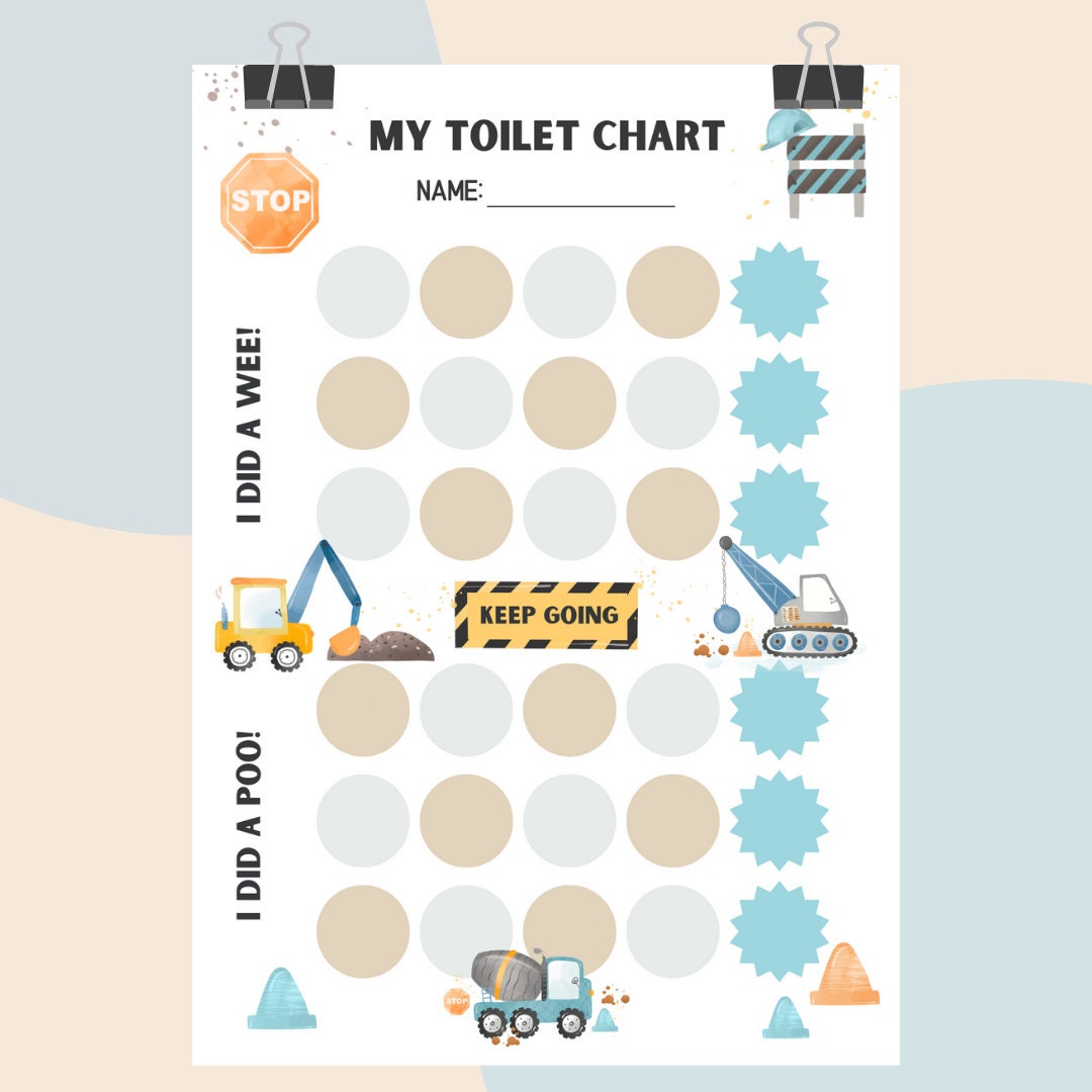 Toilet Chart Printable Diggers and Trucks | Potty Training Chart ...