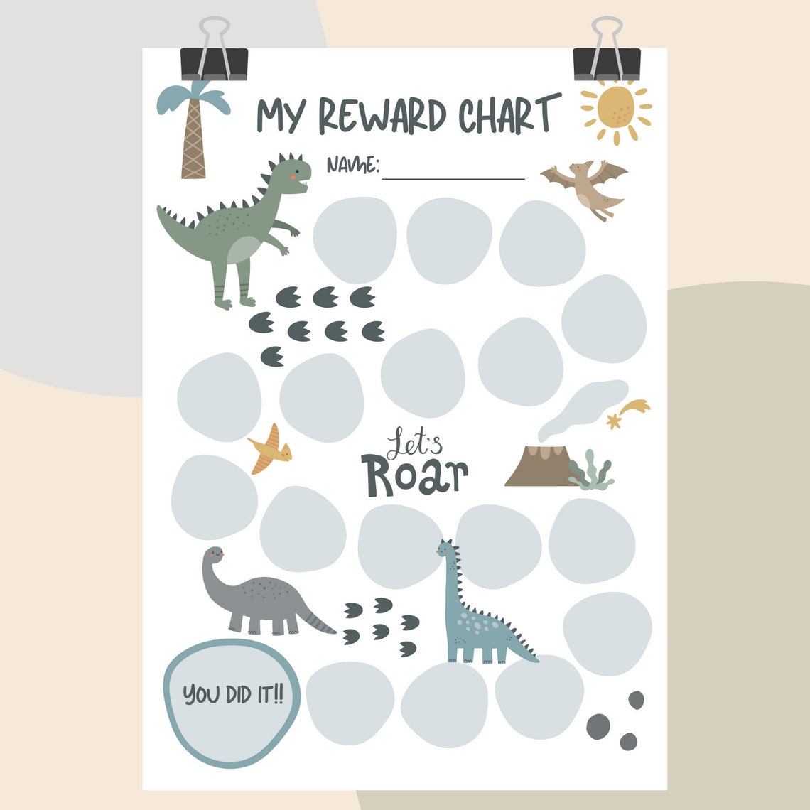 Reward Chart Printable Dinosaurs | Potty Training Chart | Chore Chart ...