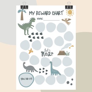 Reward Chart Printable Dinosaurs | Potty Training Chart | Chore Chart ...