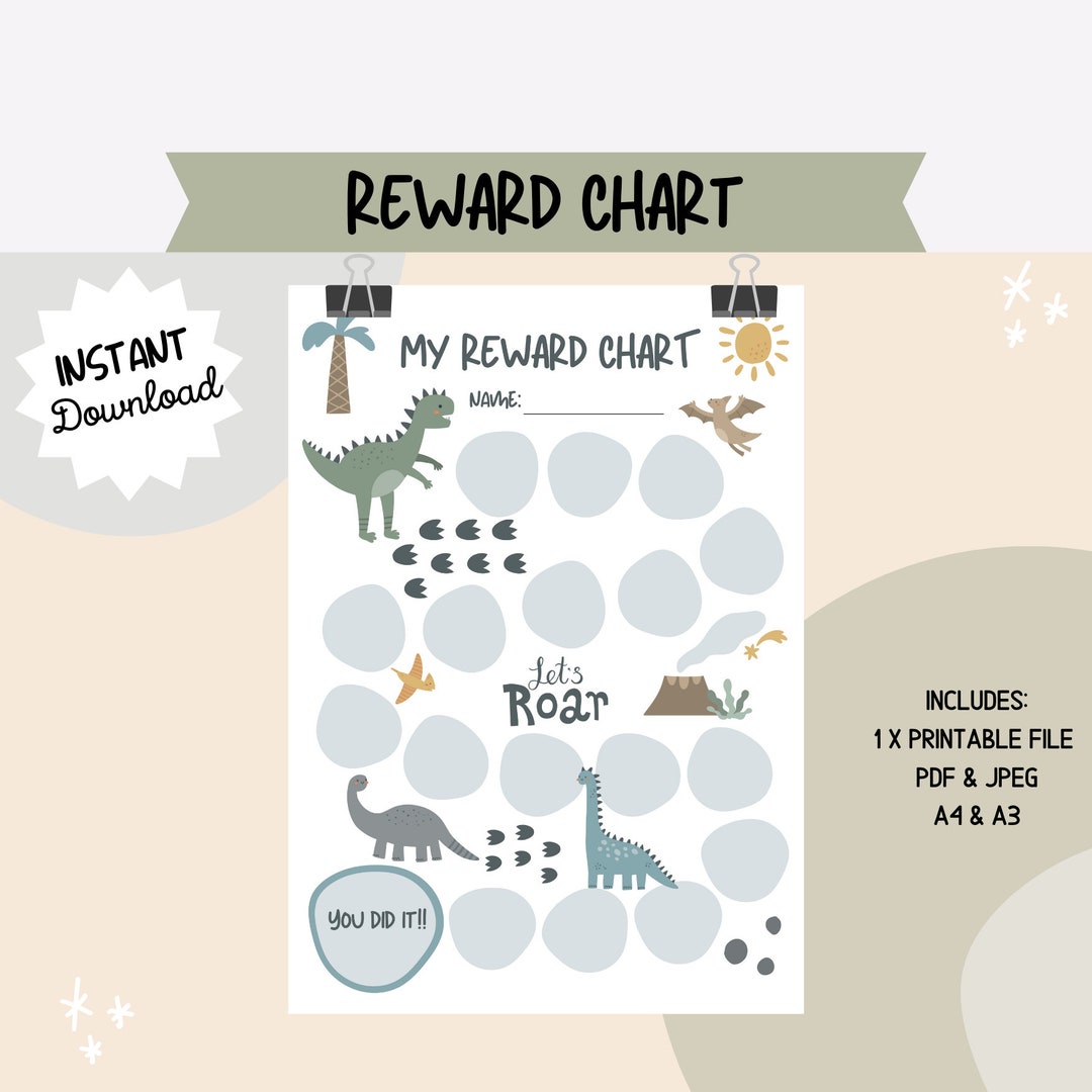 Reward Chart Printable Dinosaurs | Potty Training Chart | Chore Chart ...
