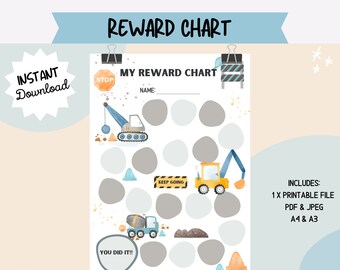 Printable Construction Potty Training Reward Chart Instant - Etsy