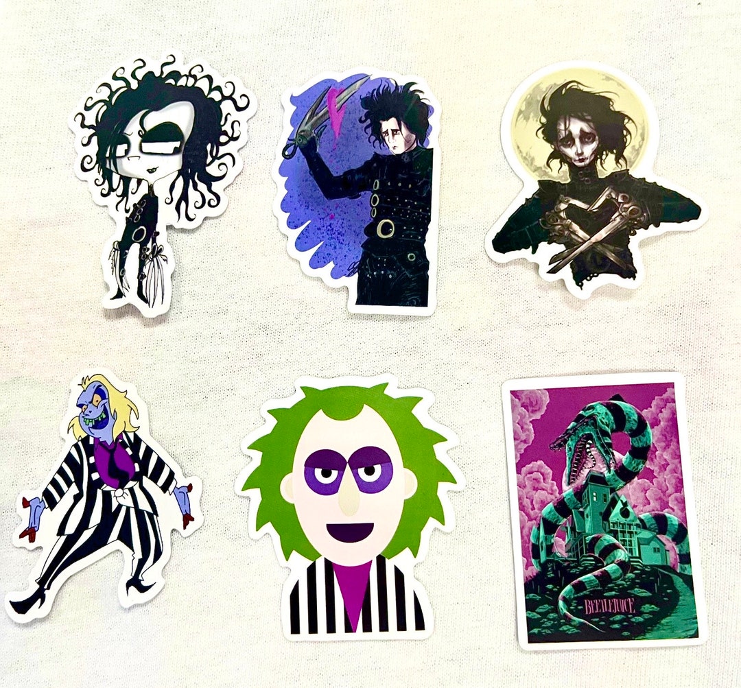 Beetlejuice Edward Scissorhands Tim Burton Sticker 6 Pack Plus FREE ...