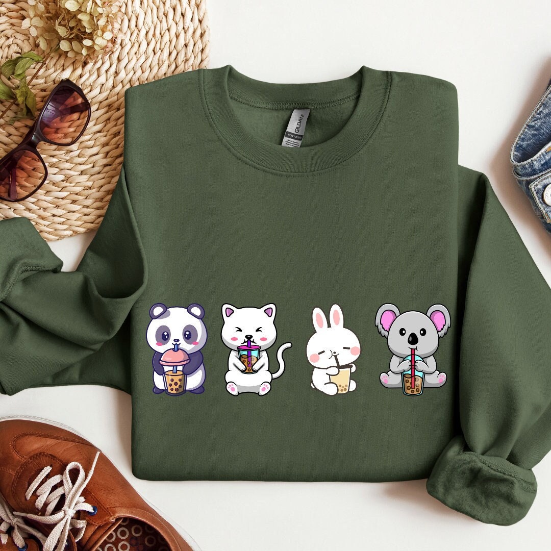 Cute Boba Tea Sweatshirt, Boba Tea Sweatshirt, Bubble Tea Sweatshirt ...