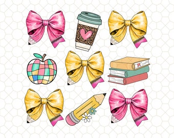 Coquette Pencil Teacher Back to School Png, Coquette School Png, Back ...