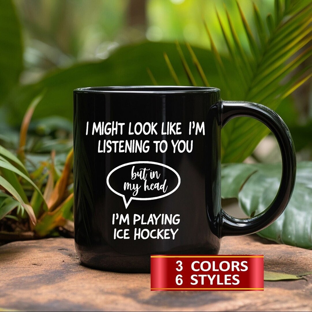 Funny Ice Hockey Mug: "listening" Design, Hockey Fan Gift - Etsy
