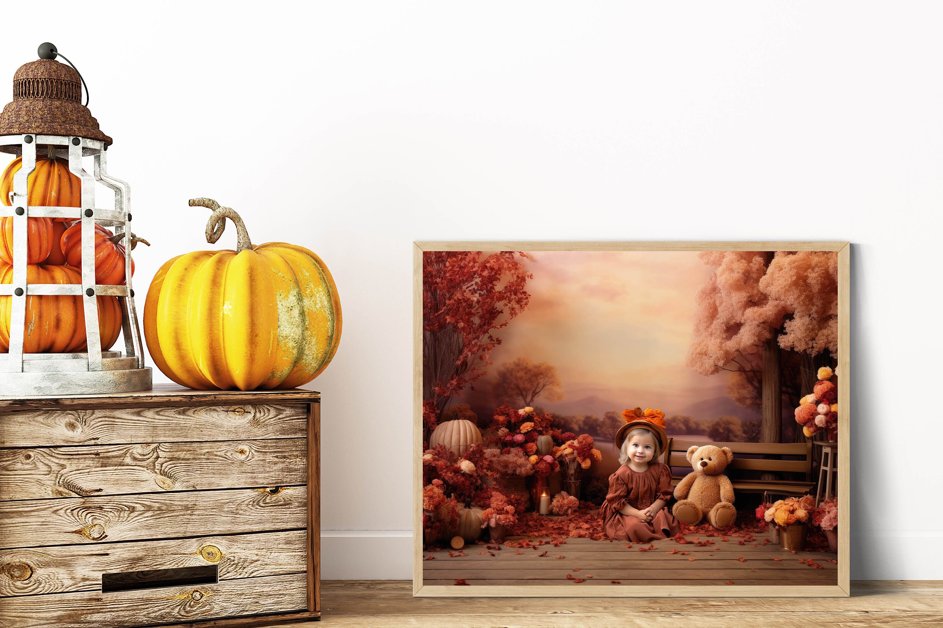 Fall Portrait Backdrop Photoshop Digital Autumn Photo Editing - Etsy