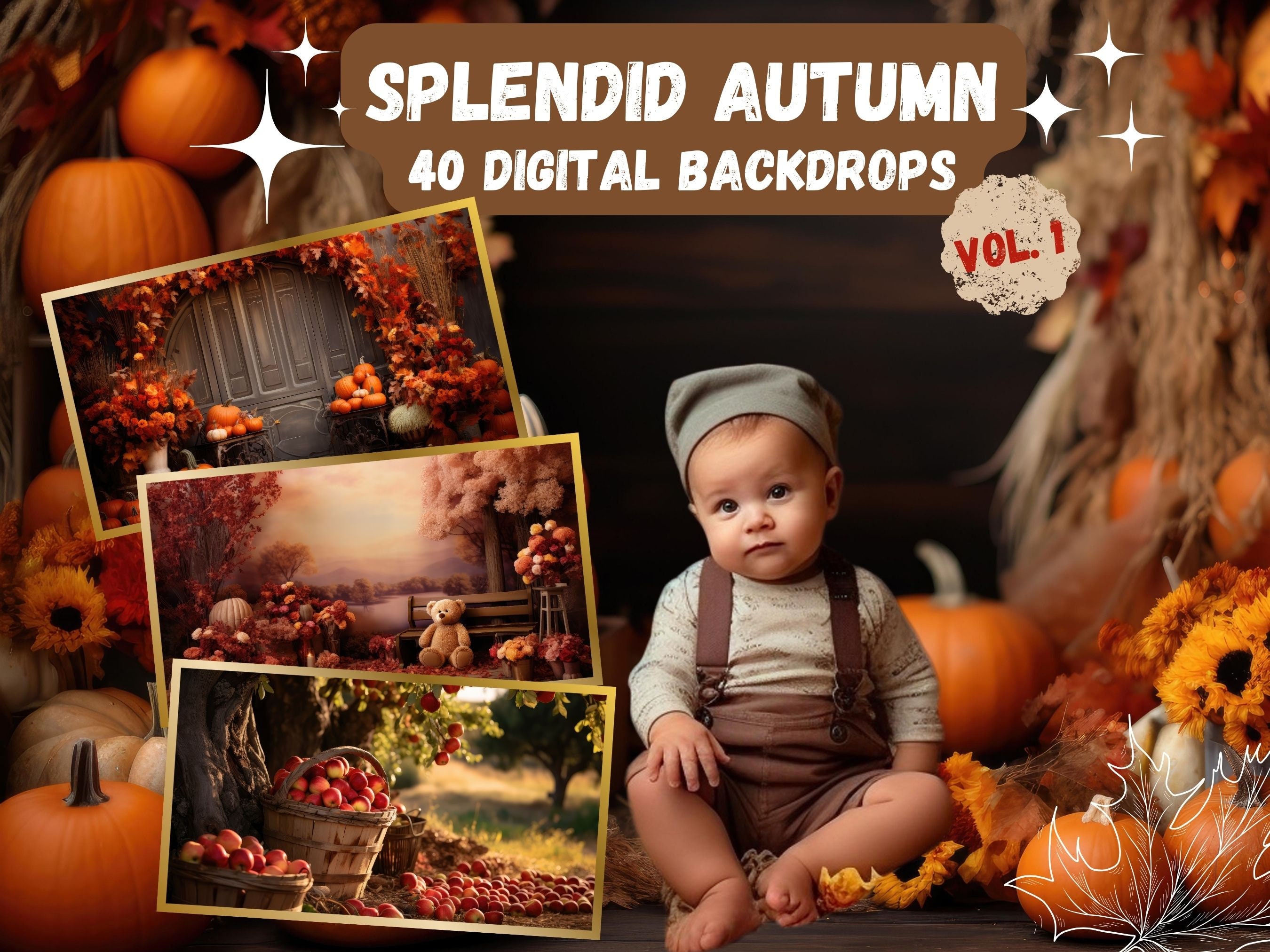 Fall Portrait Backdrop Photoshop Digital Autumn Photo Editing - Etsy