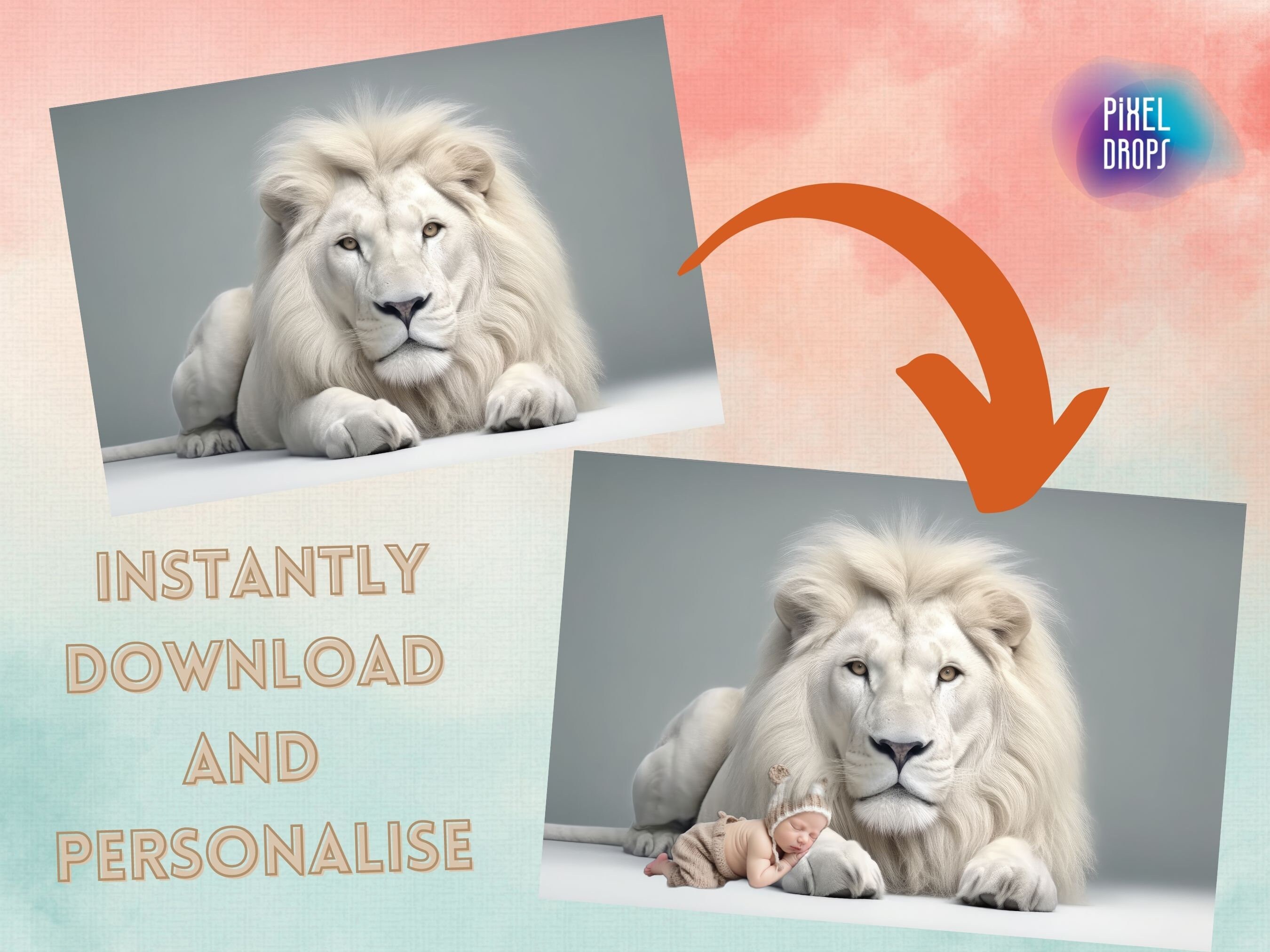 White Lion Digital Backdrop Bundle for Newborn and Kids Photography ...