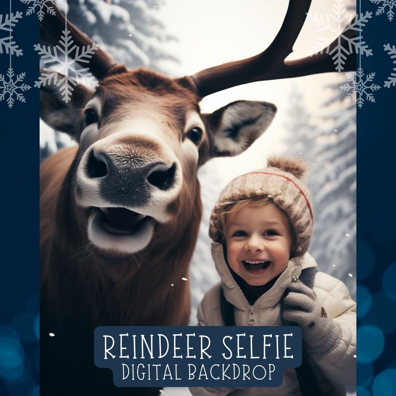 Reindeer Digital Selfie Backdrop - Etsy UK