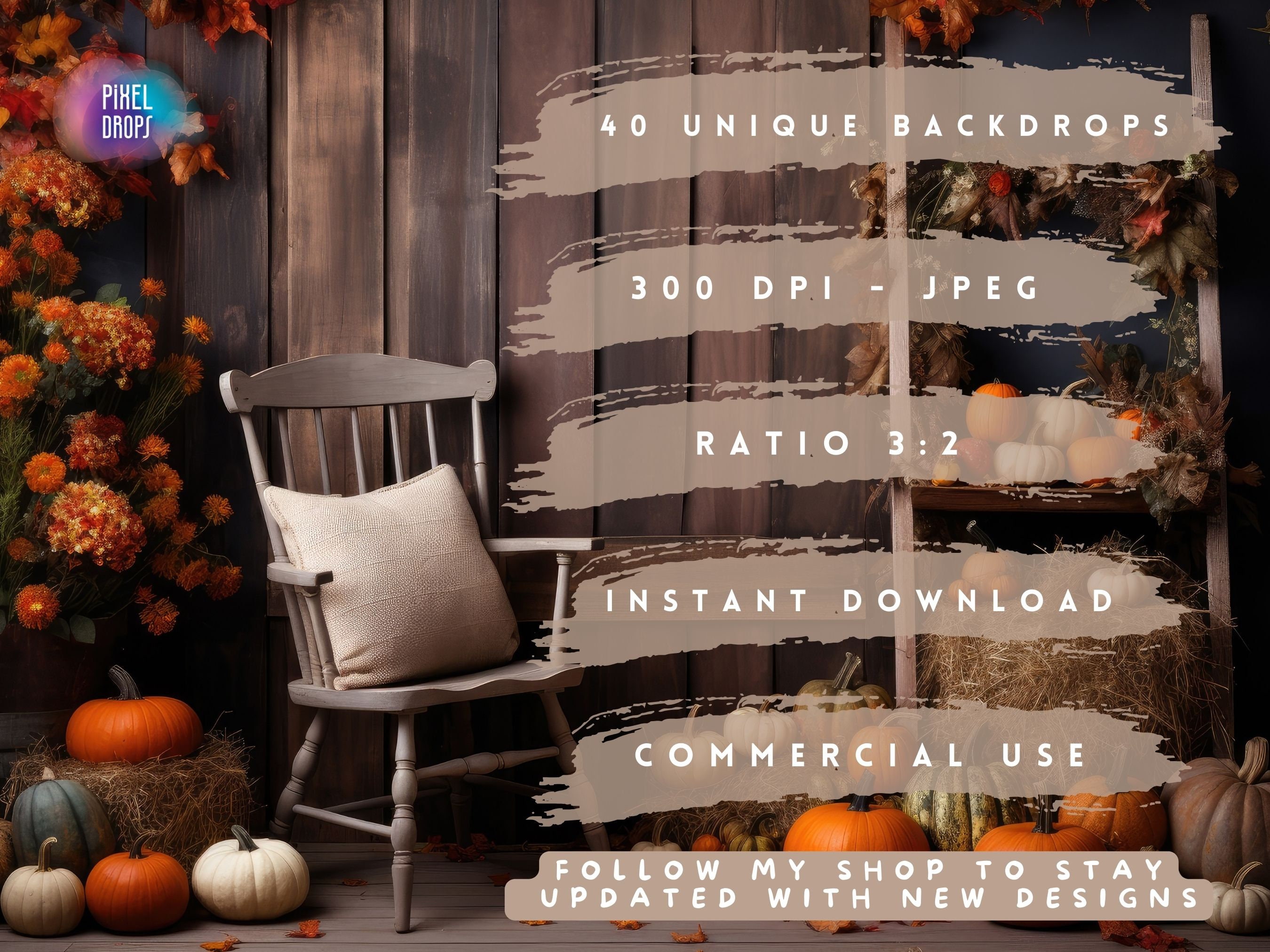 Fall Portrait Backdrop Photoshop Digital Autumn Photo Editing - Etsy