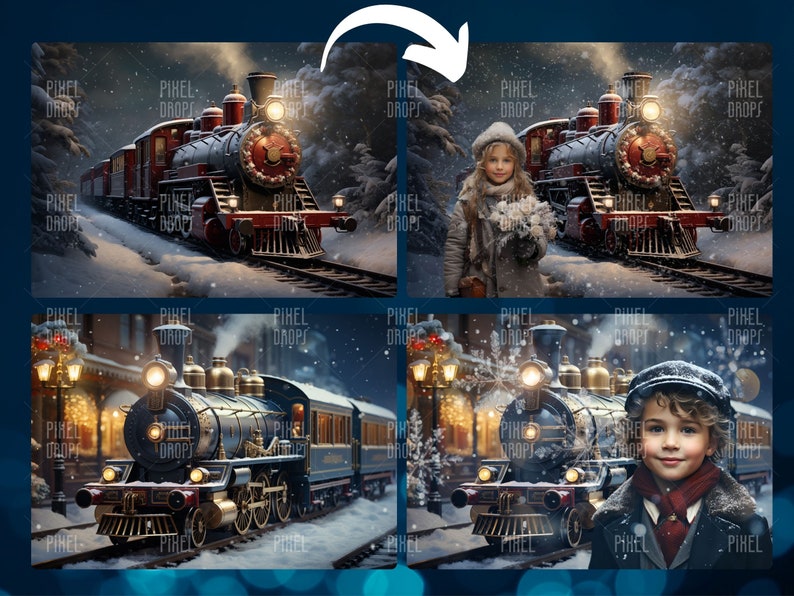 Polar Express Christmas Digital Backdrops for Kids Christmas Train ...