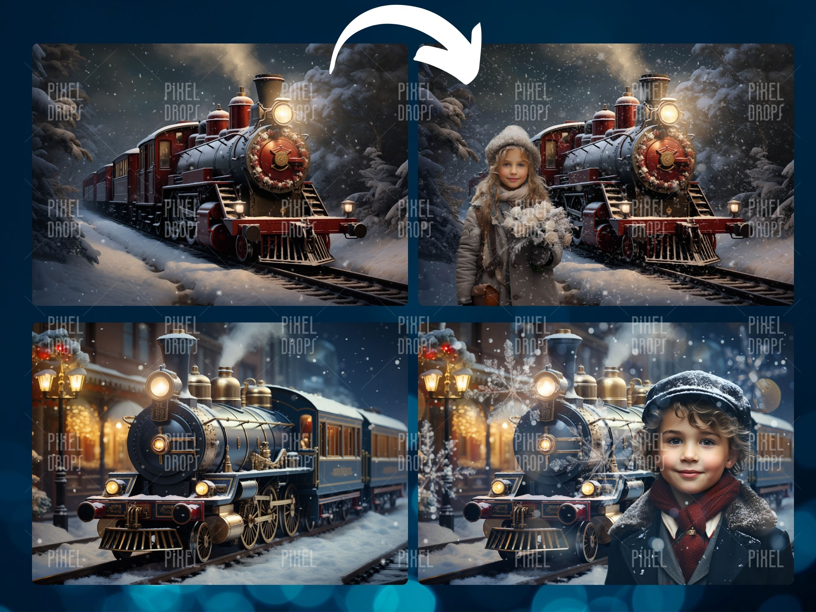 Polar Express Christmas Digital Backdrops for Kids Christmas Train ...