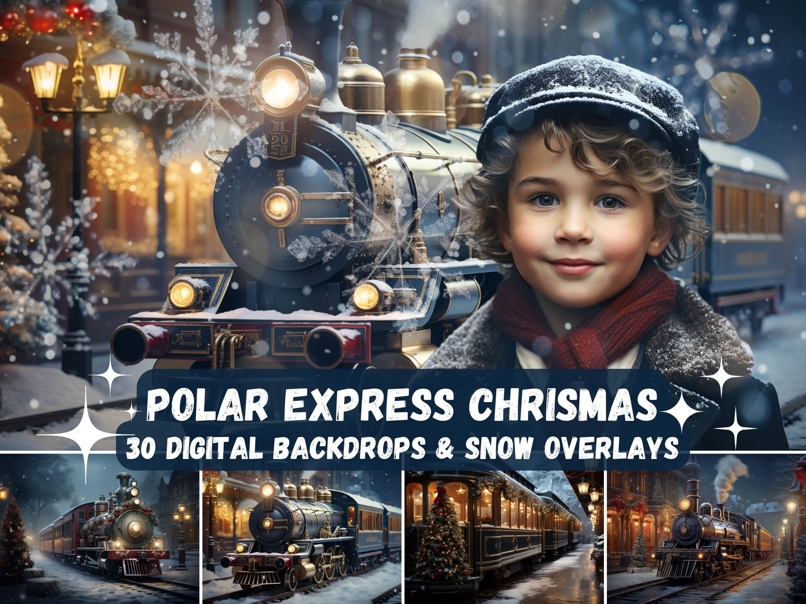 Polar Express Christmas Digital Backdrops for Kids Christmas - Etsy