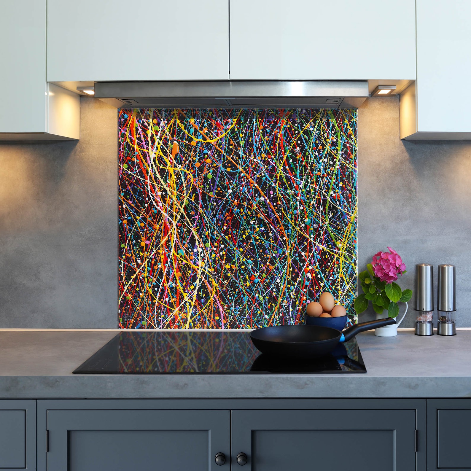 Multicolour Abstract Splashback Heat Resistant 6mm Toughened Glass ...