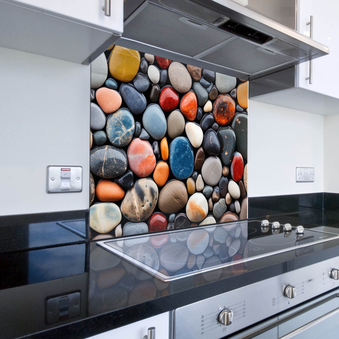Multicoloured Pebbles Glass Splashback Heat Resistant 6mm Toughened ...