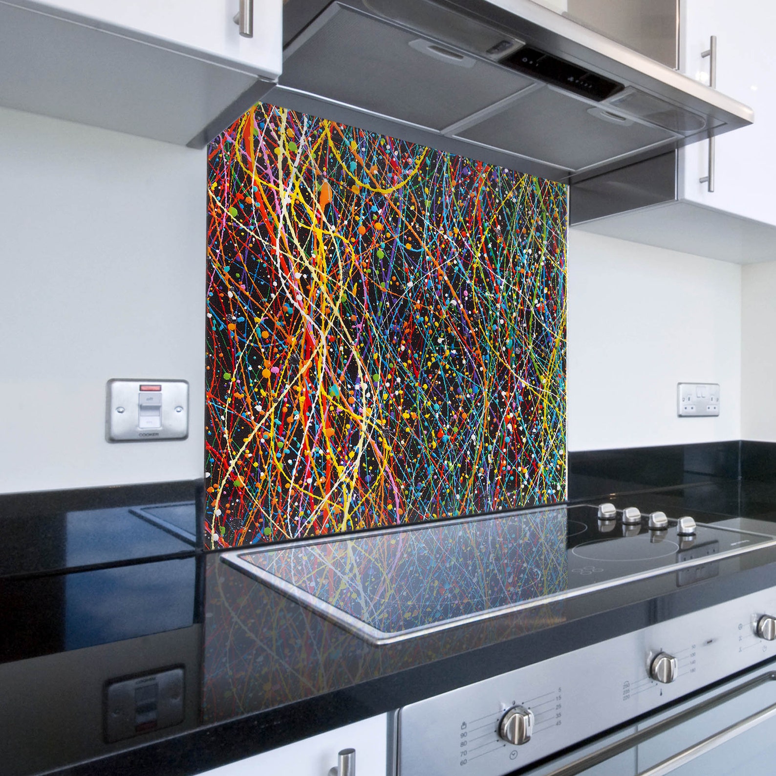 Multicolour Abstract Splashback Heat Resistant 6mm Toughened Glass ...